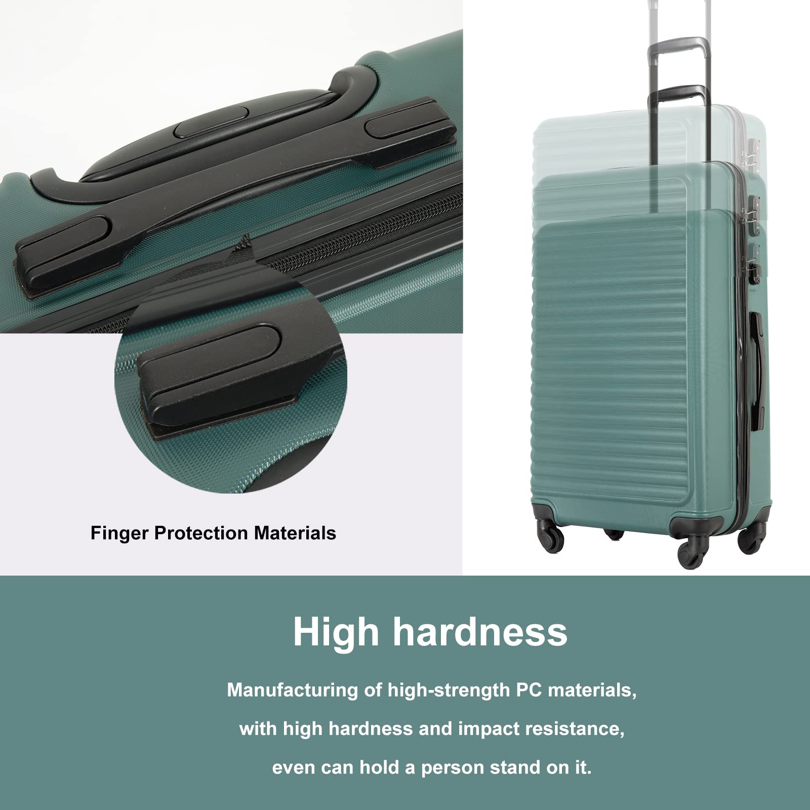 Tripcomp Luggage Sets 3piece Set Hardshell Luggage with Spinner Wheels, TSA Lock, Travel Suitcase Sets, 20 Inch Carry On, 24 Inch Mid-size, 28 Inch Large siutcase (Blue)