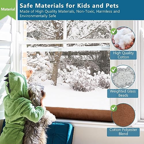 Anze Door Draft Stopper for Bottom of Door 36 inch Weighted Triangle Under Door Cold Air Stoppers Weather Stripping Wind Noise Blocker Door Sweeps, Brown
