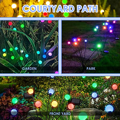 ZWOOS 4-Pack 10 LED Solar Firefly Lights, Solar Outdoor Lights Waterproof for Garden, Patio, Yard - Light Up Whole Night (RGB)
