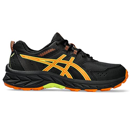 ASICS Kid's PRE Venture 9 Grade School Running Shoes, 5.5, Black/Bright Orange