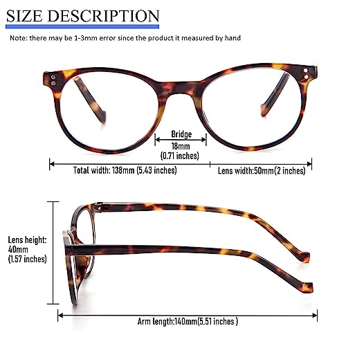 DXYXYO Blue Light Blocking Reading Glasses for Women 2.5+, 4 Pack Men Round Computer Readers with Spring Hinge