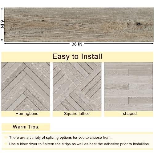STICKEEP 6" x 36" Peel and Stick Vinyl Floor Tile Roll Floor Tiles Peel and Stick Waterproof Adhesive Peel and Stick Flooring Temporary Flooring for Renters Bathroom Bedroom Kitchen Camper 4 Pack