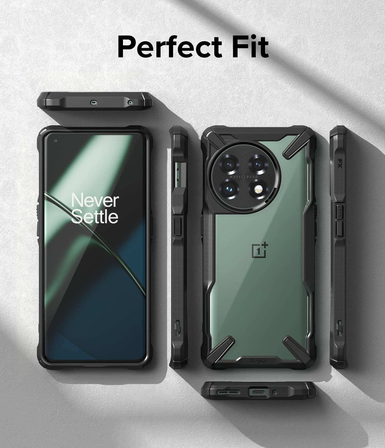 Ringke Fusion-X [Anti-Scratch Dual Coating] Compatible with OnePlus 11 5G Case, Augmented Bumper Clear Hard Back Shockproof Advanced Protective Cover Designed for OnePlus 11 Case - Black