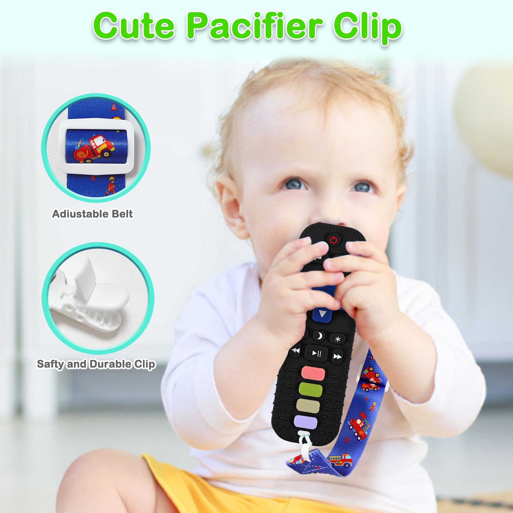 Andywoo Teething Toys for Babies 0-6 Months 6-12 Months, Baby Teething Remote Control Teether Toys, Cell Phone Teether for Babies, Chew Toy for Baby, Silicone Sensory Baby Teethers Toys - Black