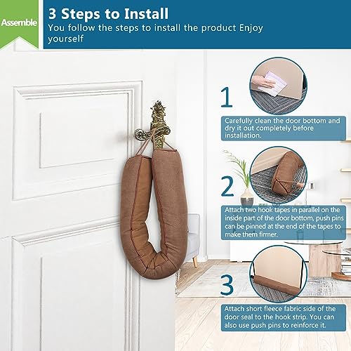 Anze Door Draft Stopper for Bottom of Door 36 inch Weighted Triangle Under Door Cold Air Stoppers Weather Stripping Wind Noise Blocker Door Sweeps, Brown