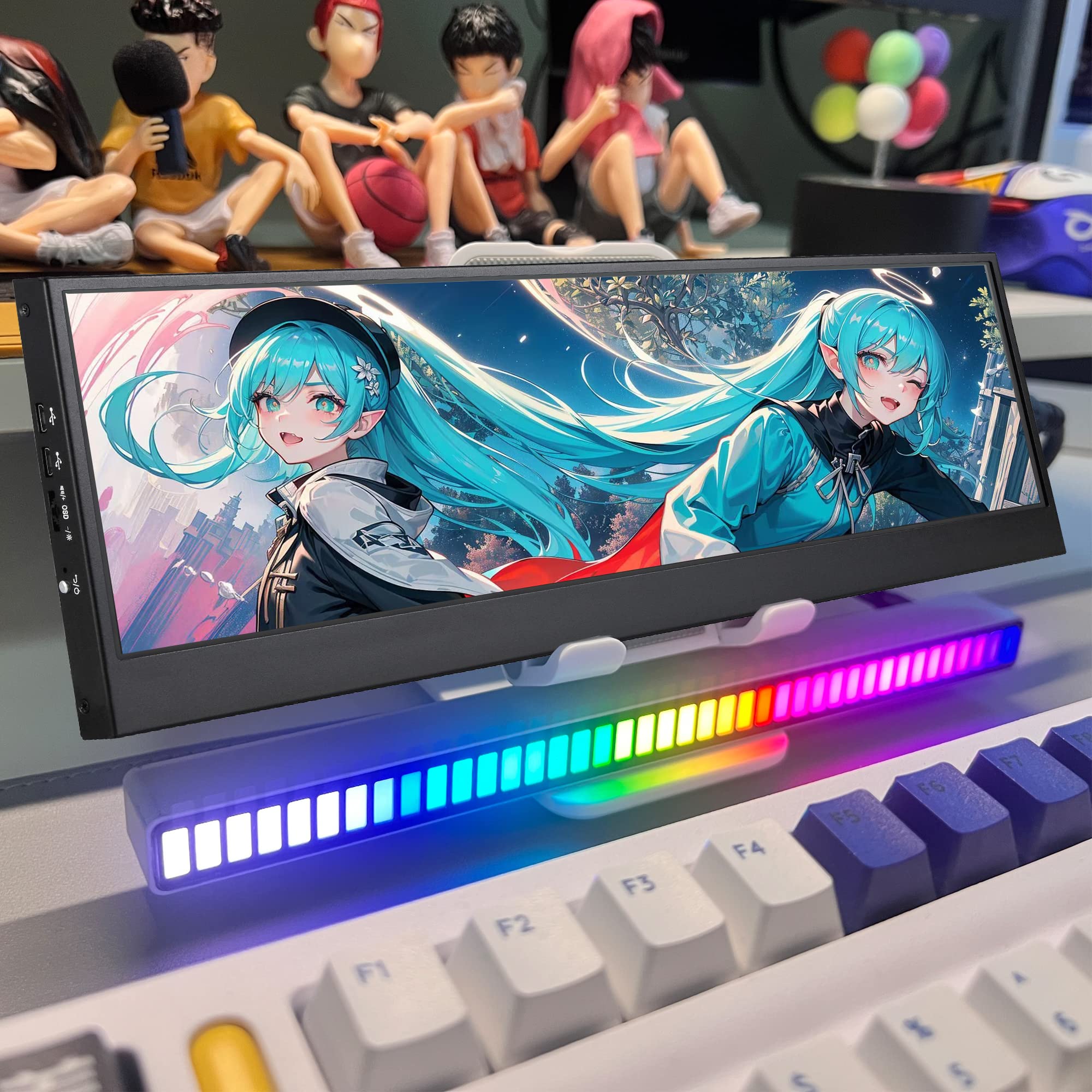 wisecoco 14'' 4K UHD IPS 3840x1100 Stretched Bar Touch Screen Display Monitor for Laptop Computer PC Speed Temperature Windows Aida64 CPU GPU HDMI Secondary Monitor for Music Media Timeline Editing