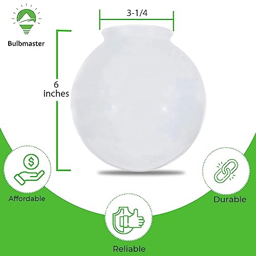 BULBMASTER Glass Light Cover Safety Globe Guard for Kitchen Hood Light Bulb Cover Vaporproof Glass (6 Inch White Globe)