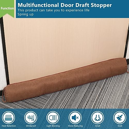 Anze Door Draft Stopper for Bottom of Door 36 inch Weighted Triangle Under Door Cold Air Stoppers Weather Stripping Wind Noise Blocker Door Sweeps, Brown