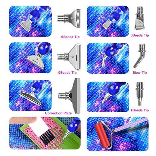 Baiyigs 21Pcs Diamond Pen Painting Accessories Tools Kits for DIY Art&Craft, Stainless Steel Metal Anti-Fall Tip with Ergonomic Resin Diamond Art Pen for 5D Diamond Paint Bead Dot, Embroidery Decor