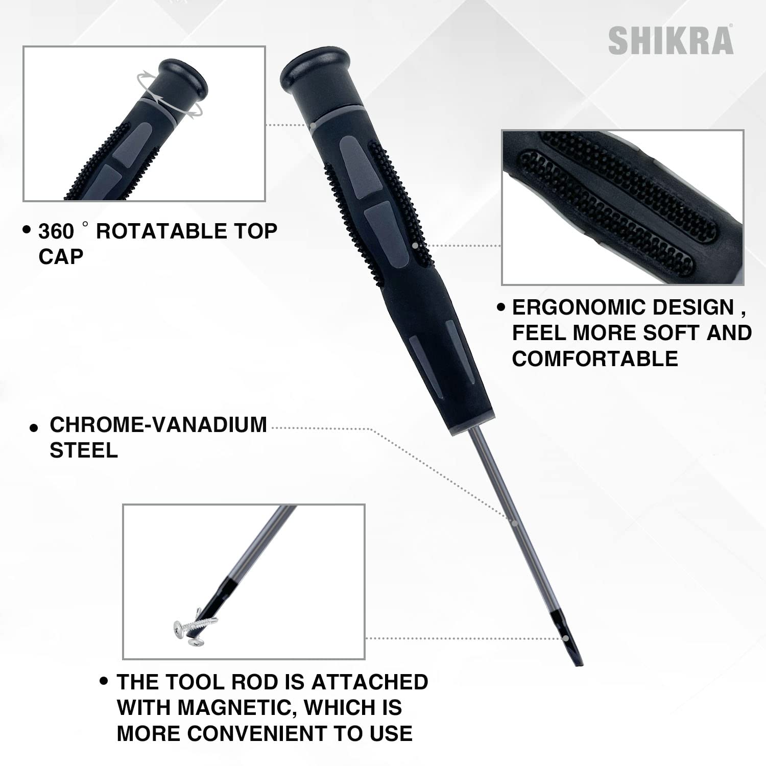 13 Piece Precision Screwdriver Set with Case, Torx, Phillips and Slotted Screwdriver, Magnetic Screwdriver Tool Kit with Magnetizer/Demagnetizer, Non-Slip Grip, for Electronics, Glasses Repair