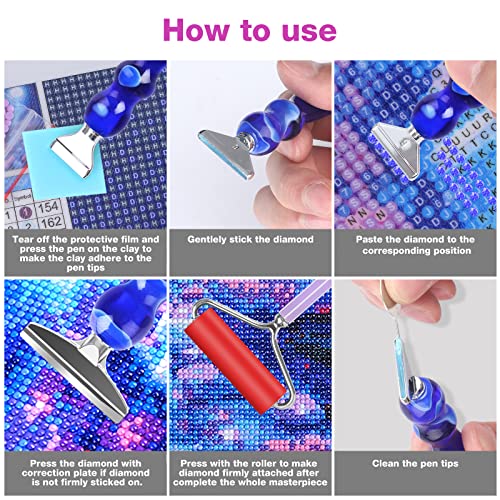 Baiyigs 21Pcs Diamond Pen Painting Accessories Tools Kits for DIY Art&Craft, Stainless Steel Metal Anti-Fall Tip with Ergonomic Resin Diamond Art Pen for 5D Diamond Paint Bead Dot, Embroidery Decor