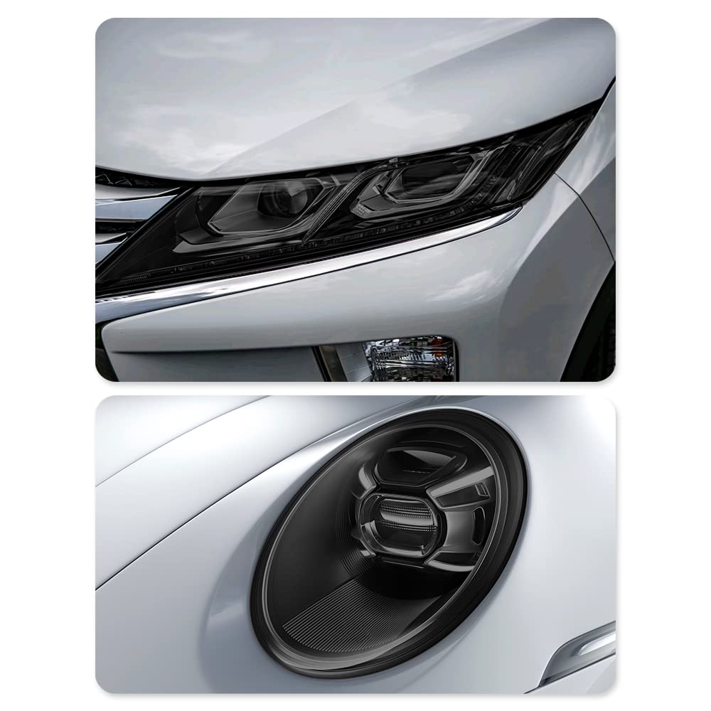 12 X 48inch Car Light Tint Film, Cuttable&Stretchability Car Headlight Taillight Fog Light Vivid Vinyl Wrap Protector,Non-Marking Self-Adhesive Decals Car Decor (Matte Black)