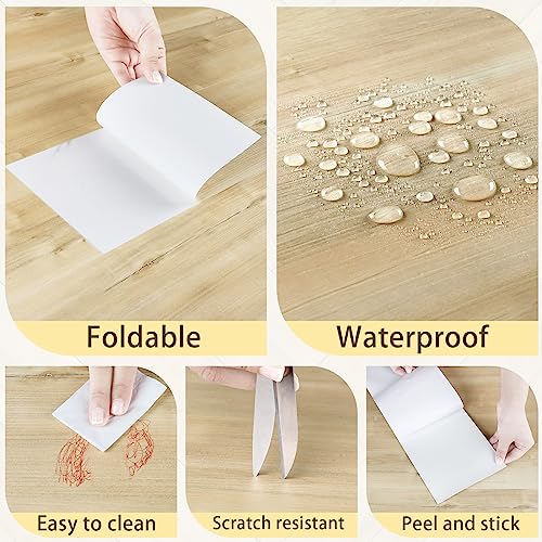 STICKEEP 6 x 36 in Floor Tile Peel and Stick Flooring Self Adheisve Wood Peel and Stick Floor Tile Bathroom Vinyl Floor Tiles Removable Vinyl Flooring Planks for Laundry Room Kitchen Stairs 4 PCS