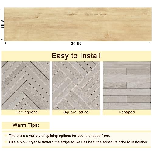 STICKEEP 6 x 36 in Floor Tile Peel and Stick Flooring Self Adheisve Wood Peel and Stick Floor Tile Bathroom Vinyl Floor Tiles Removable Vinyl Flooring Planks for Laundry Room Kitchen Stairs 4 PCS