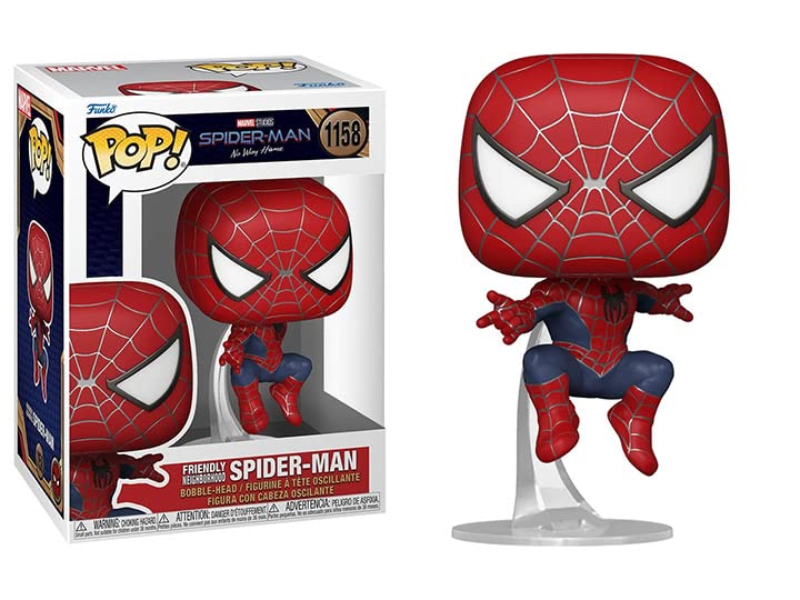 POP Marvel: Spider-Man: No Way Home - Friendly Neighborhood Spider-Man Funko Vinyl Figure (Bundled with Compatible Box Protector Case), Multicolor, 3.75 inches