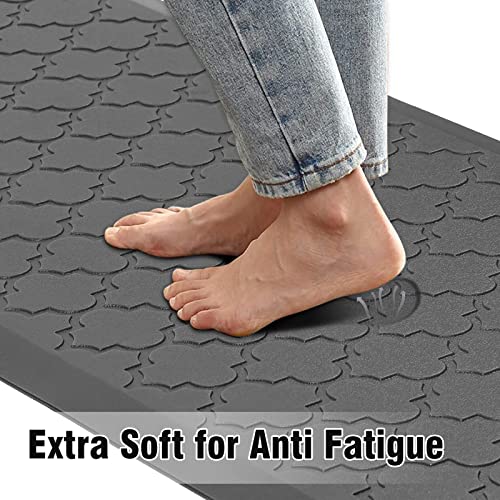 MAYHMYO Kitchen Mat Anti Fatigue Floor Mat 1/2 Inch Cushioned Mat Grey Kitchen Rug Non Slip Waterproof Memory Foam Ergonomic Comfort Rug Standing Desk Mat for Office Sink Laundry,17"X 29"