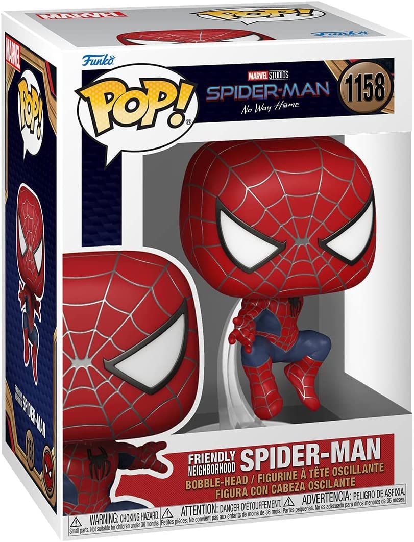 POP Marvel: Spider-Man: No Way Home - Friendly Neighborhood Spider-Man Funko Vinyl Figure (Bundled with Compatible Box Protector Case), Multicolor, 3.75 inches