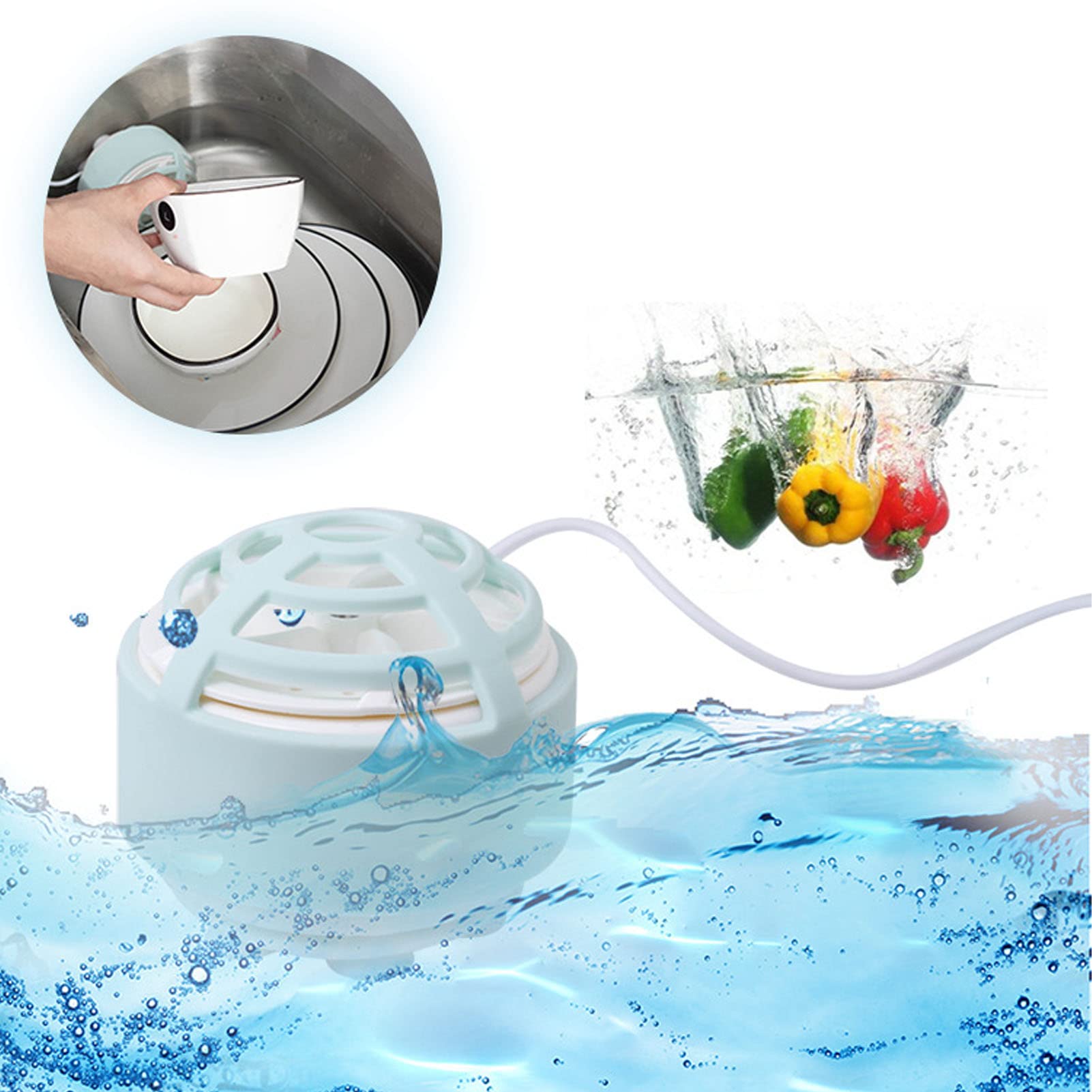 Mini Dishwasher, Portable USB Powered Fruit Dishwasher, 360 Dregee Cleaning Dishwasher for Sink, 5V 2A Kitchen Dishwasher, 30 Minutes Automatic Shutdown Electric Dishwasher for Home, RV, Apartment