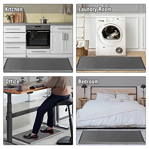 MAYHMYO Kitchen Mat Anti Fatigue Floor Mat 1/2 Inch Cushioned Mat Grey Kitchen Rug Non Slip Waterproof Memory Foam Ergonomic Comfort Rug Standing Desk Mat for Office Sink Laundry,17"X 29"