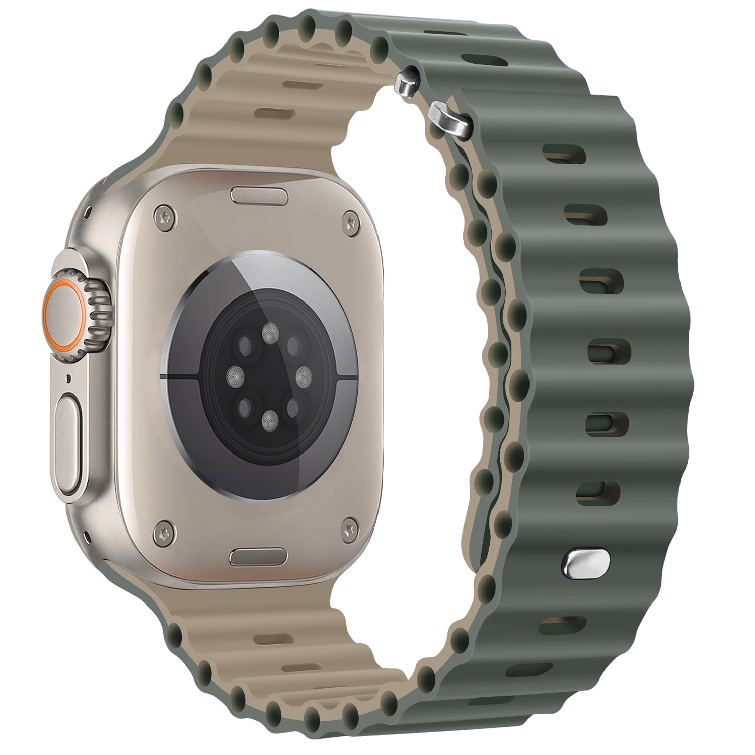 Anlinser Bands Compatible with Apple Watch Band 49mm 45mm 44mm 42mm, Adjustable Sport Loop Designed for Apple Watch Ultra 2/Ultra SE Series 9 8 7 6 5 4 3 (Gray Green/Khaki)