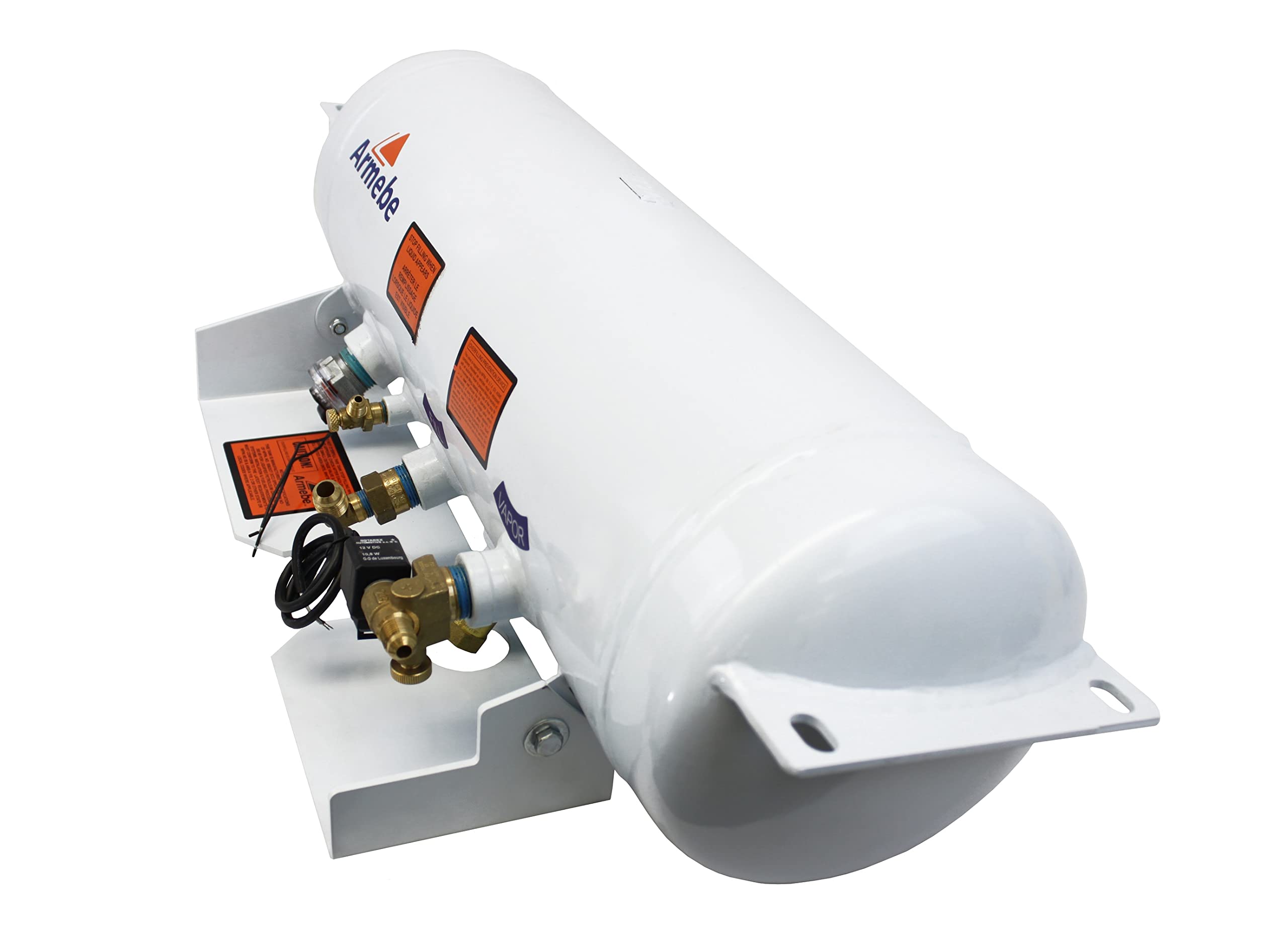 Flame King 5.9 Gallon ASME Horizontal Steel Propane Tank with Remote Fill and Bleeder Fittings, Pressure Relief Valve, and Solenoid Service Valve