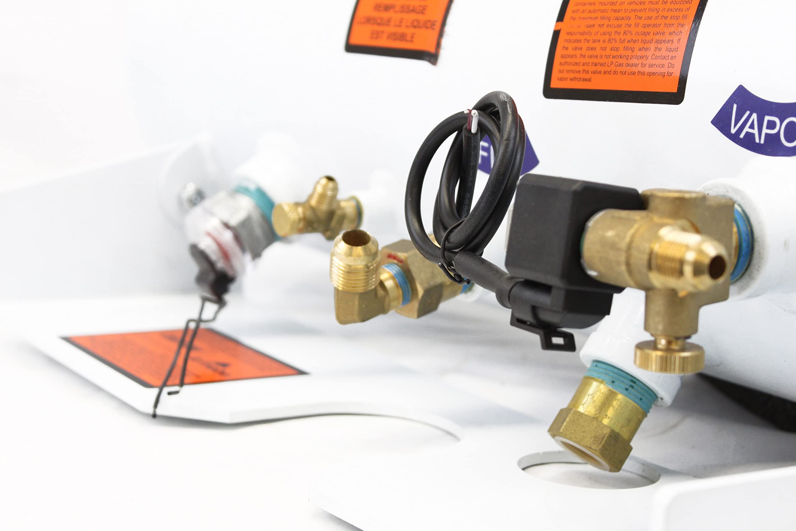 Flame King 5.9 Gallon ASME Horizontal Steel Propane Tank with Remote Fill and Bleeder Fittings, Pressure Relief Valve, and Solenoid Service Valve