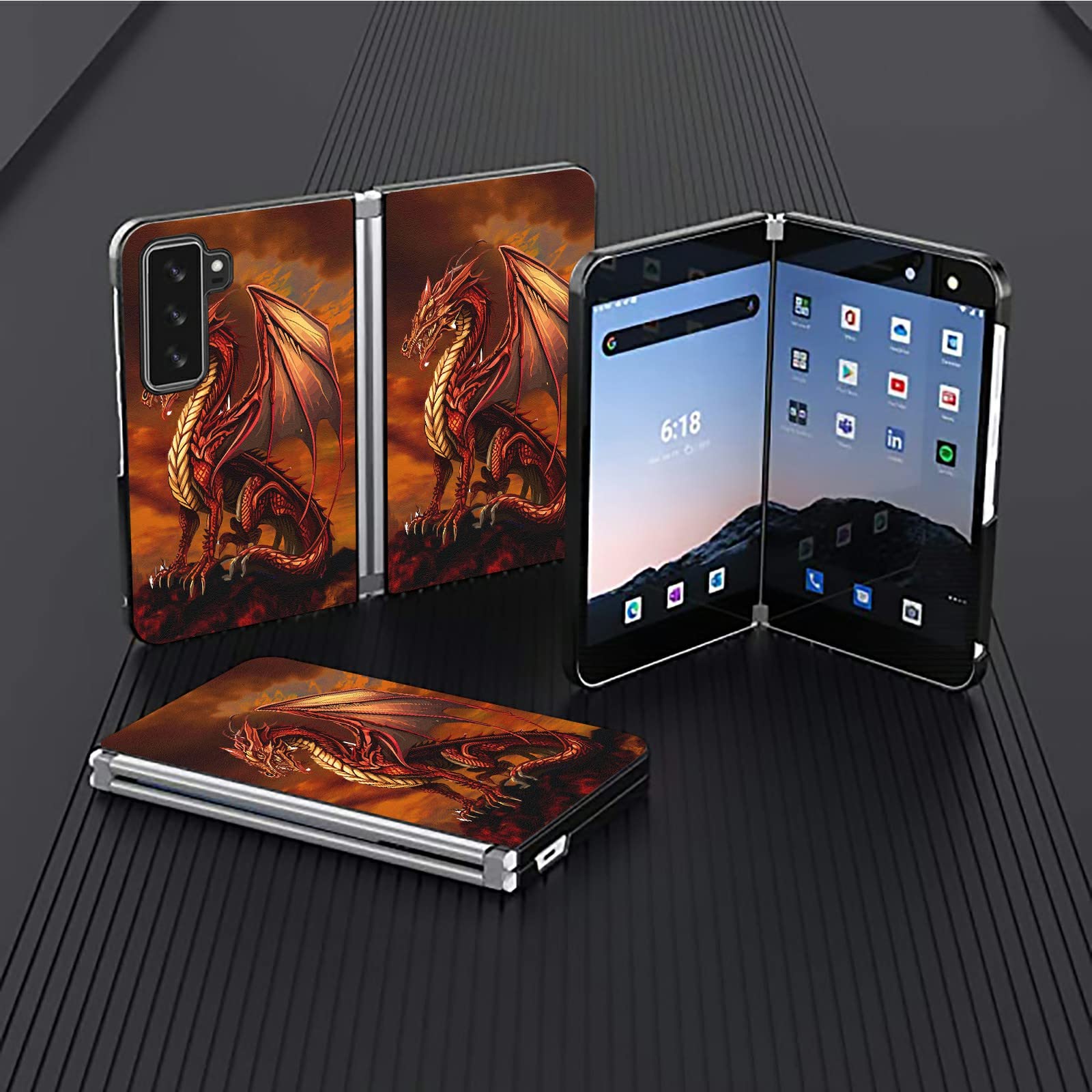 for Microsoft Surface Duo 2 Case for Women Men,AIRWEE Ultra Slim Hard PC Shookproof Fold Case Protective Cover for Microsoft Surface Duo 2 2nd 2021,Dragon Cool
