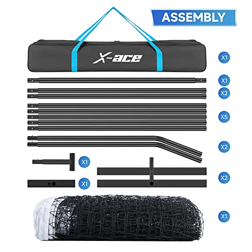 X-ACE 匹克球网-22 英尺(黑白网) X-ACE Regulation Pickleball Set with Net | 4 Paddles | 4 Outdoor Pickleball Balls - Portable 22FT Pickleball Net System All in One Pickle-Ball Equipment Carry Bag (NET)