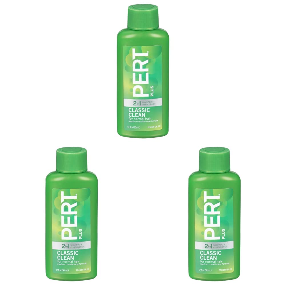 Pert Classic Clean 2in1 Shampoo & Conditioner Great for Travel or your Gym Bag 1.7 fl. oz. (Pack of 3)
