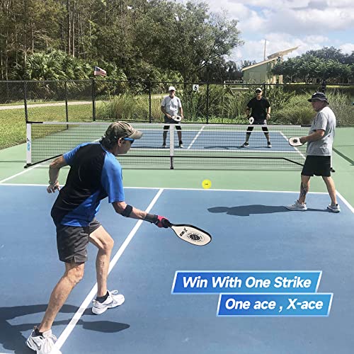 X-ACE 匹克球网-22 英尺(黑白网) X-ACE Regulation Pickleball Set with Net | 4 Paddles | 4 Outdoor Pickleball Balls - Portable 22FT Pickleball Net System All in One Pickle-Ball Equipment Carry Bag (NET)