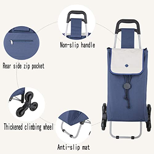 OMOONS Shopping Cart Climbing Stairs Folding Shopping Cart Small Cart Home Elderly Trolley Portable Trolley Trolley Car/Blue