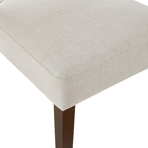 Ball & Cast Upholstered Dining Chairs Set of 2 Armless Chair with Leather Back Wooden Chairs, Linen