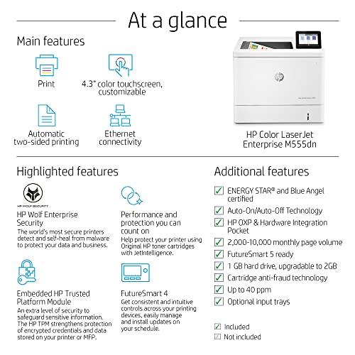HP Color LaserJet Enterprise M555dn Duplex Printer (7ZU78A)