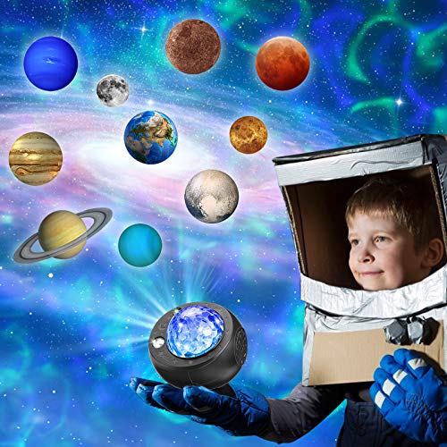 Galaxy Projector Star Projector, 4 in 1 Planet Projector Lights Night Lights Sound Activated for Kid Adult Bedroom with Music Speaker, Voice & Remote Control
