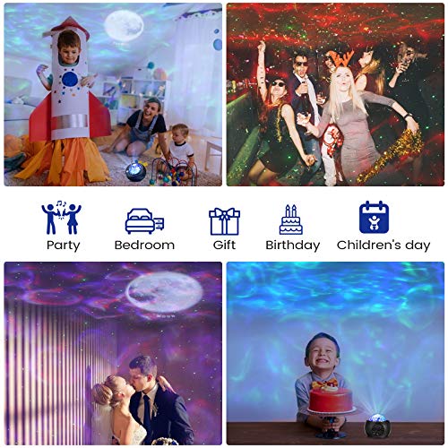Galaxy Projector Star Projector, 4 in 1 Planet Projector Lights Night Lights Sound Activated for Kid Adult Bedroom with Music Speaker, Voice & Remote Control