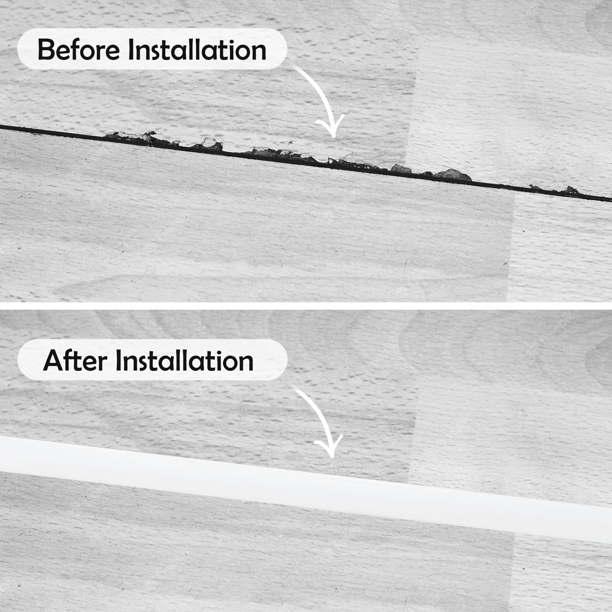 Rubber Bond Floor Transition Strip, Self-Adhesive Vinyl Flooring Transitions Laminate Floor Cover Strips | Flat Divider Strip, Easy to Install & Peel (120 Inches, White)