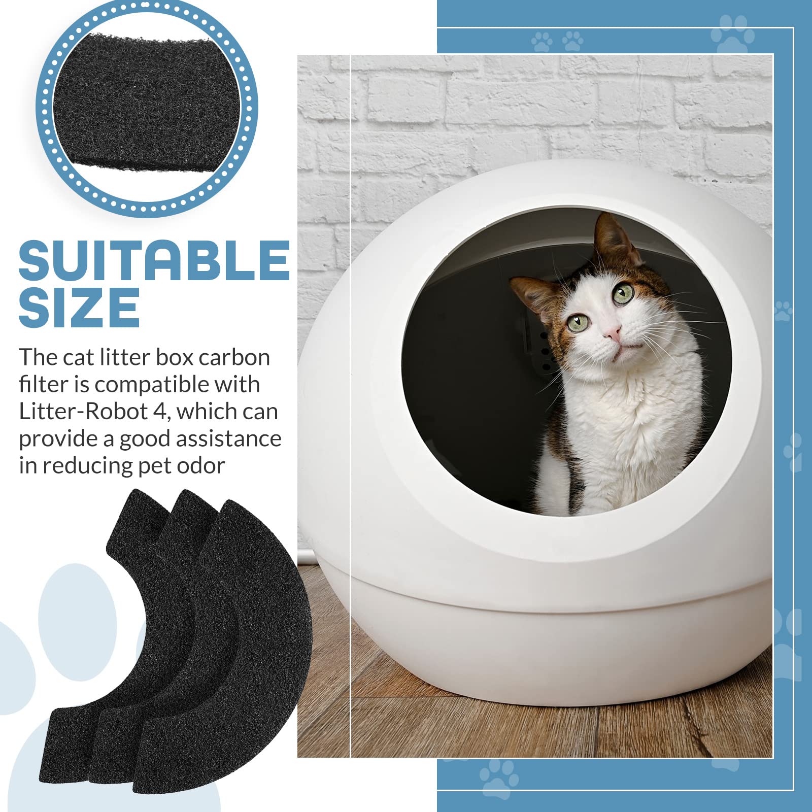 Hoolerry 12 Pcs Carbon Filters Compatible with Litter-Robot 4 Activated Charcoal Replacement Cat Litter Box Filters to Absorb Remove Odors from Pets and Keep Home Fresh