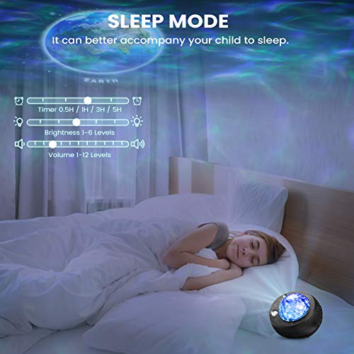 Galaxy Projector Star Projector, 4 in 1 Planet Projector Lights Night Lights Sound Activated for Kid Adult Bedroom with Music Speaker, Voice & Remote Control