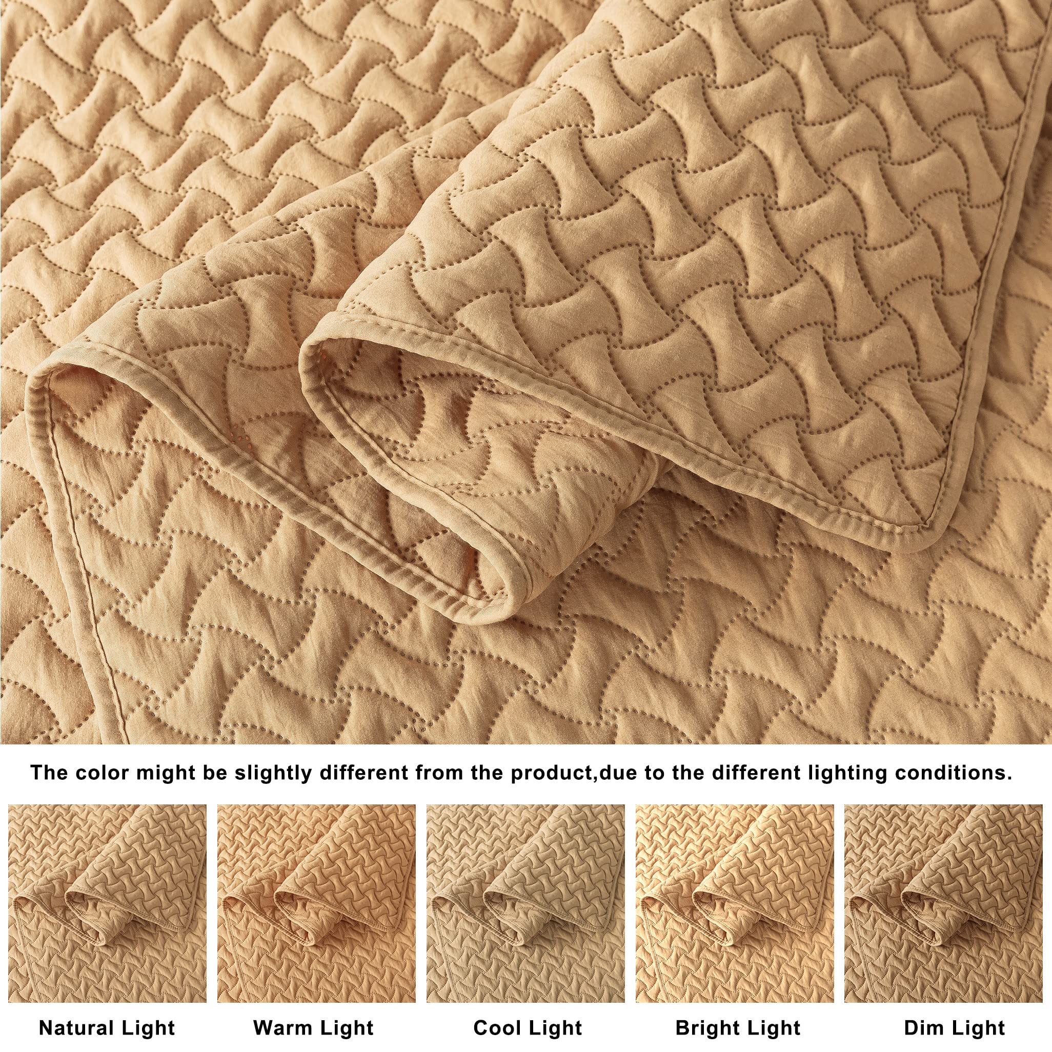 B2EVER Yellow Twin Size Quilt Bedding Sets with Pillow Sham, Pumpkin Lightweight Soft Bedspread Coverlet, Quilted Blanket Thin Comforter Bed Cover for All Season Spring Summer, 2 Pieces, 68x90 inches