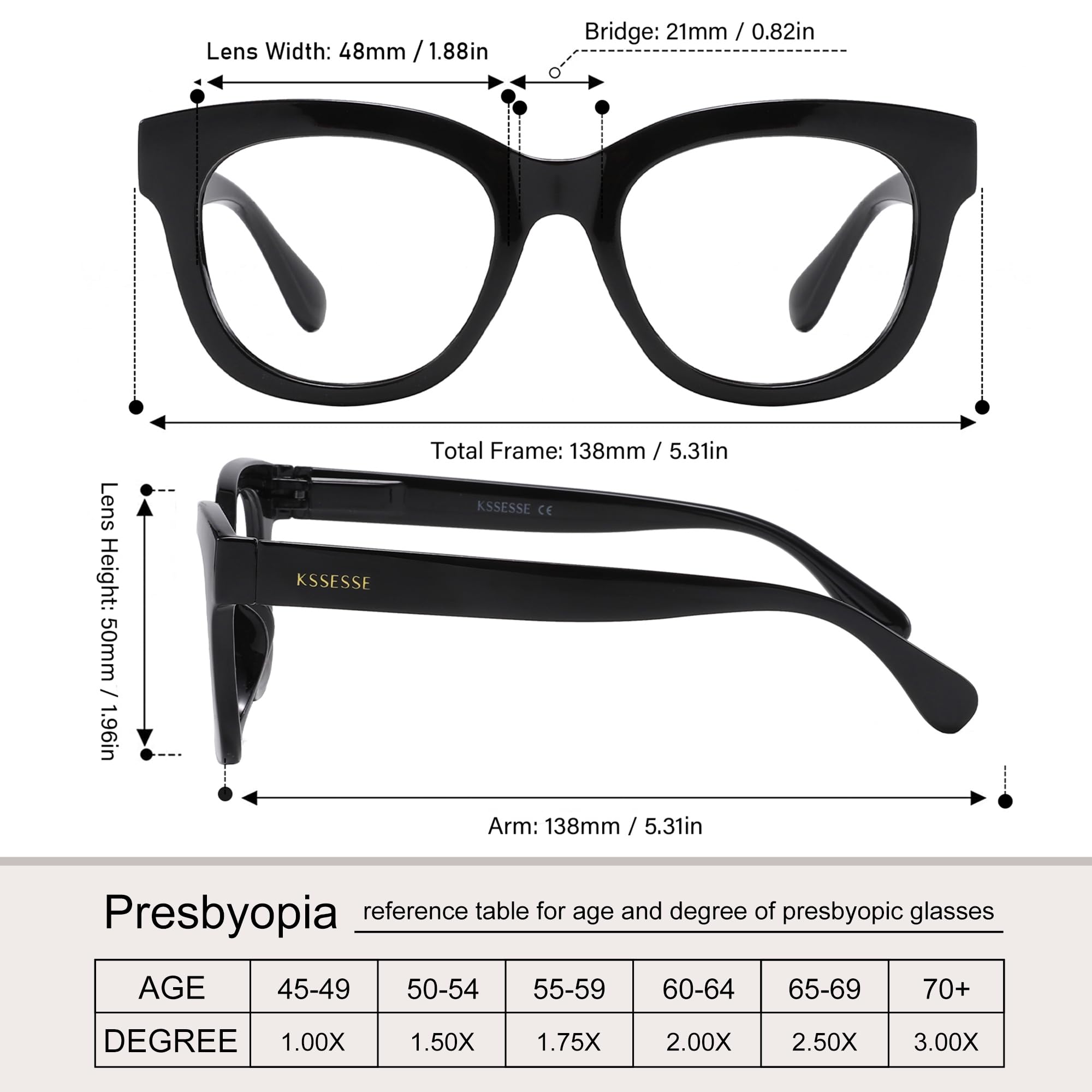 KSSESSE Reading Glasses for Women Men Square Oval Readers with Spring Hinge Thick Frame Style (Mixed Colors-C1, 0.00, x)