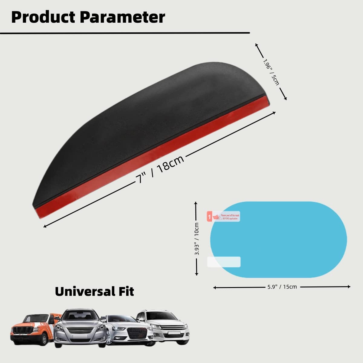 2 Pcs Mirror Rain Visor Eyebrow 2 Pcs Car Waterproof Film Anti Rain Mirror Film,Waterproof Auto Mirror Rain Visor Guard for Most Car Truck SUV
