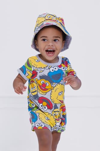 Sesame Street Elmo Cookie Monster Big Bird Infant Baby Boys Romper and Hat Multicolor 24 Months