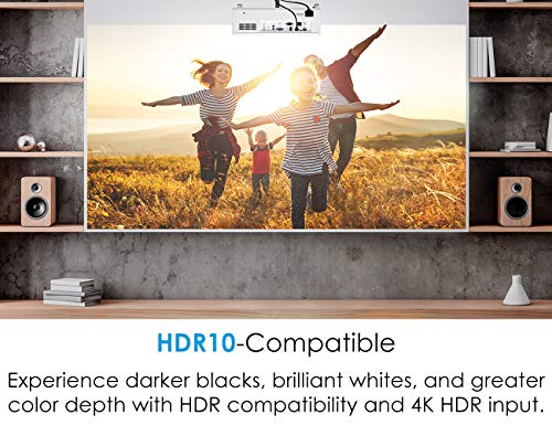 Optoma HZ39HDR Laser Home Theater Projector with HDR | 4K Input | 4000 lumens | Lamp-Free Reliable Operation 30,000 hours | Easy Setup with 1.3X Zoom | Quiet Operation 32dB | Crestron Compatible,White