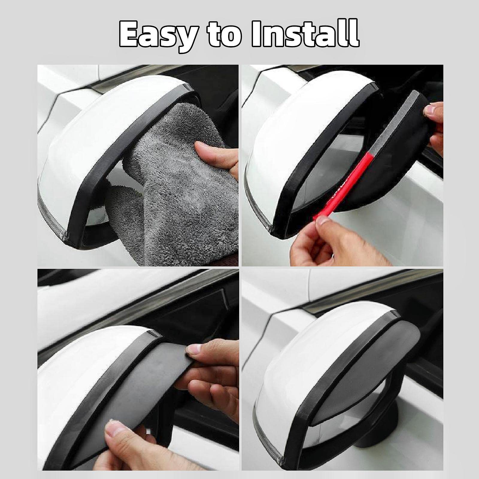 2 Pcs Mirror Rain Visor Eyebrow 2 Pcs Car Waterproof Film Anti Rain Mirror Film,Waterproof Auto Mirror Rain Visor Guard for Most Car Truck SUV