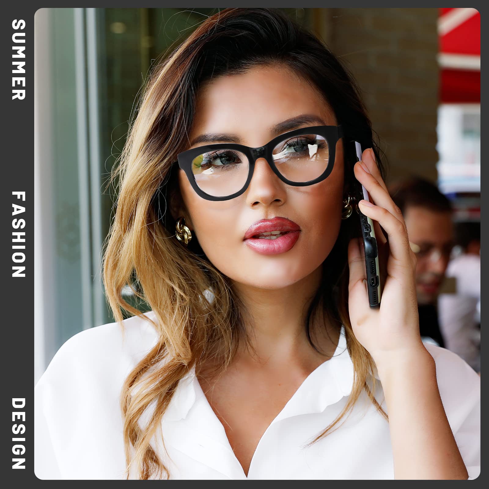 KSSESSE Reading Glasses for Women Men Square Oval Readers with Spring Hinge Thick Frame Style (Mixed Colors-C1, 0.00, x)