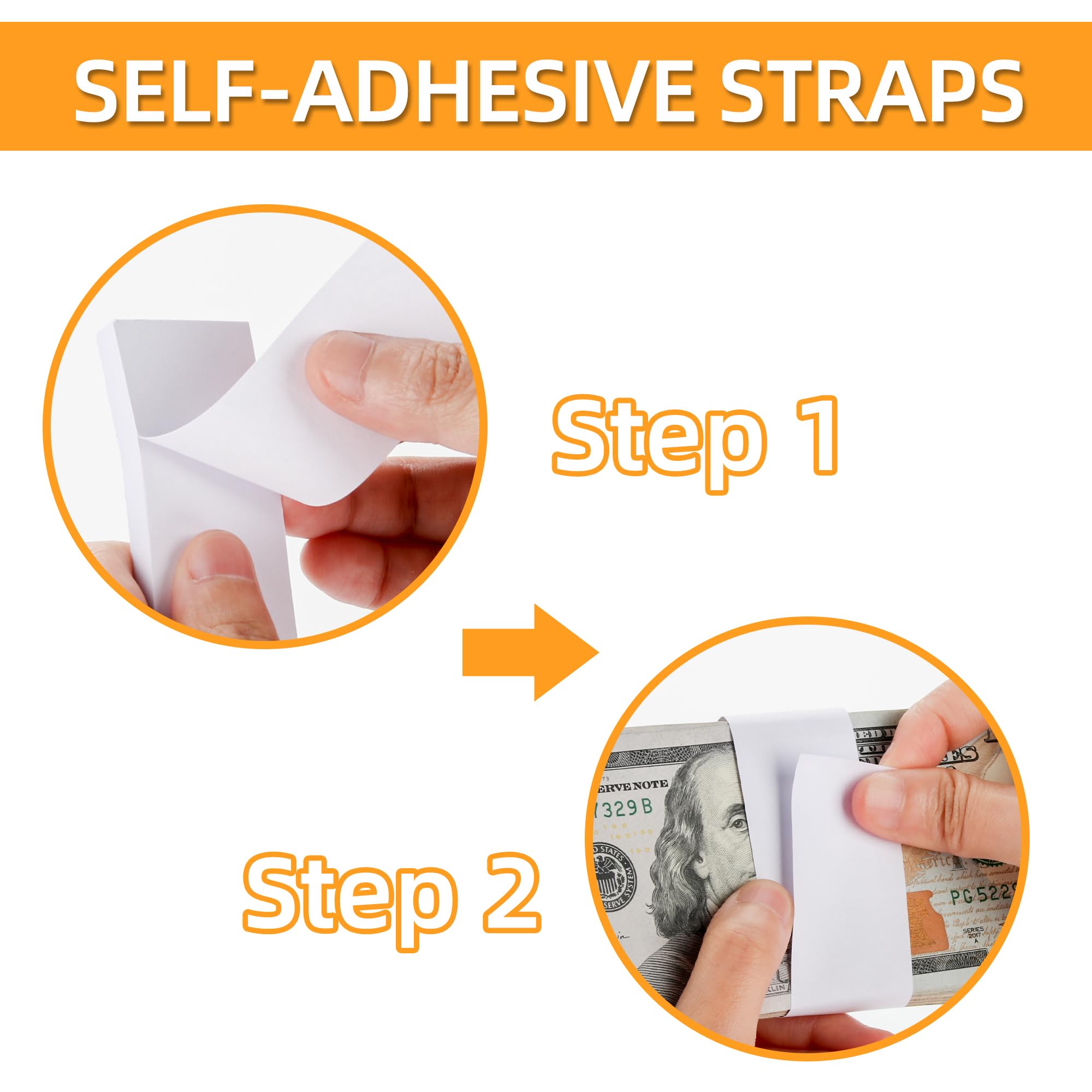 Money Bands for Cash Blank White Cash Bands Self Adhesive Currency Straps for Bill Wrappers Cash Organizer 550PCS