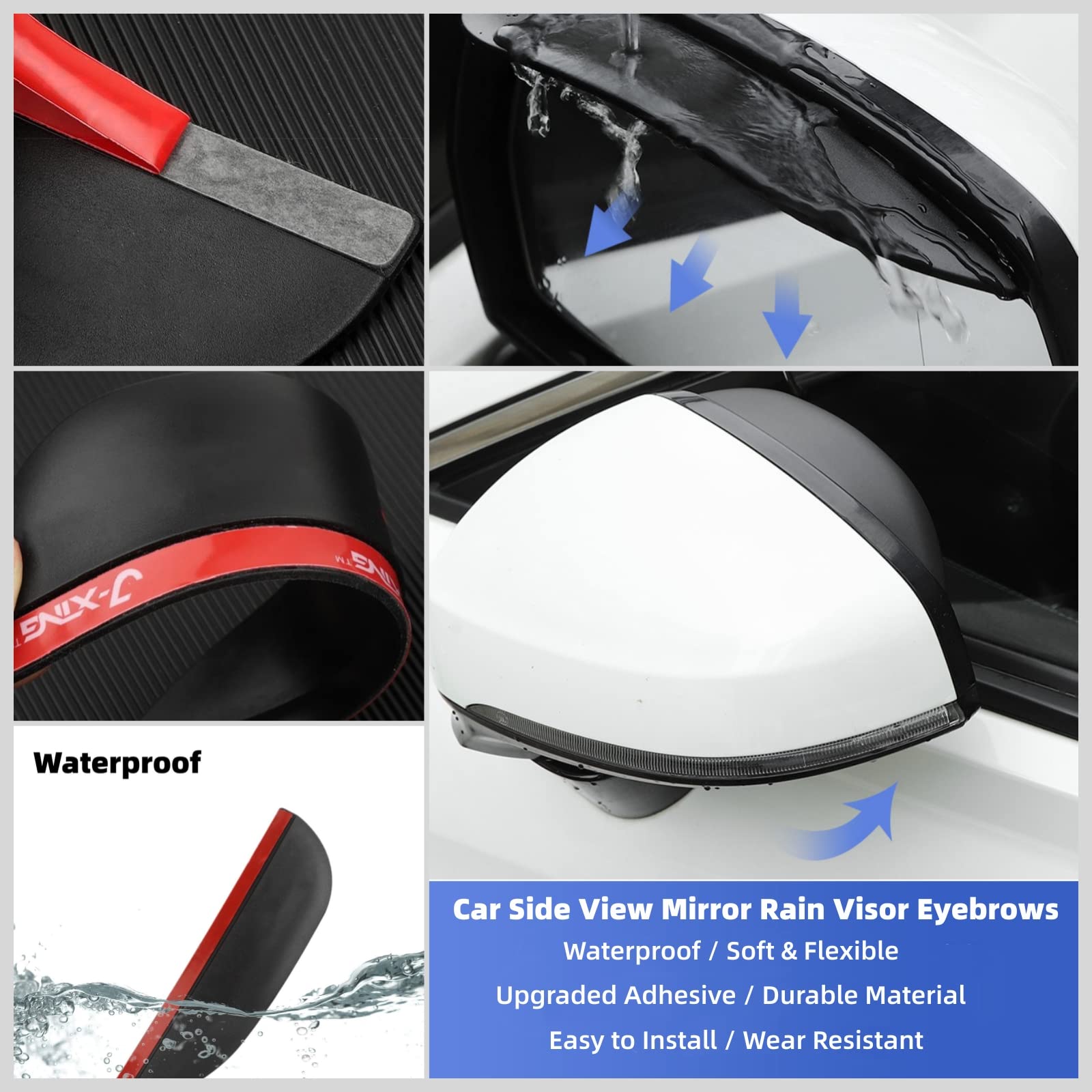 2 Pcs Mirror Rain Visor Eyebrow 2 Pcs Car Waterproof Film Anti Rain Mirror Film,Waterproof Auto Mirror Rain Visor Guard for Most Car Truck SUV