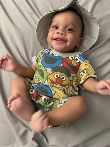 Sesame Street Elmo Cookie Monster Big Bird Infant Baby Boys Romper and Hat Multicolor 24 Months