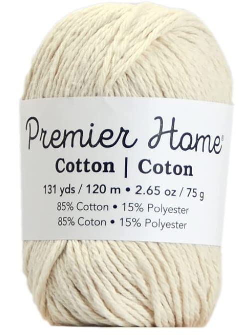 Premier Home Cotton Yarn 3-Pack - 2.65 Oz - Medium 4 - Bundle with Bella's Crafts Stitch Markers (Cream)