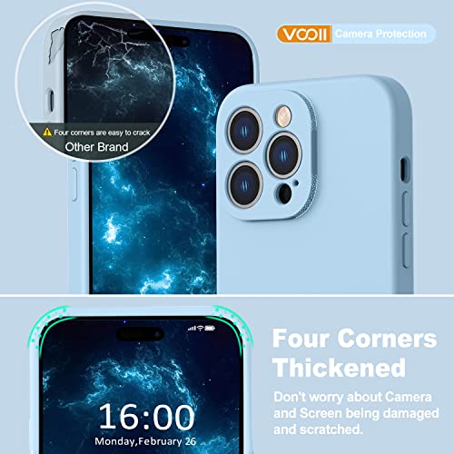 Vooii Compatible with MagSafe iPhone 14 Pro Max Magnetic Case,[Soft Microfiber Lining] [Full Camera Protective] [9H Screen Protector] Liquid Silicone Shockproof Case for iPhone 14 Pro Max - Light Blue